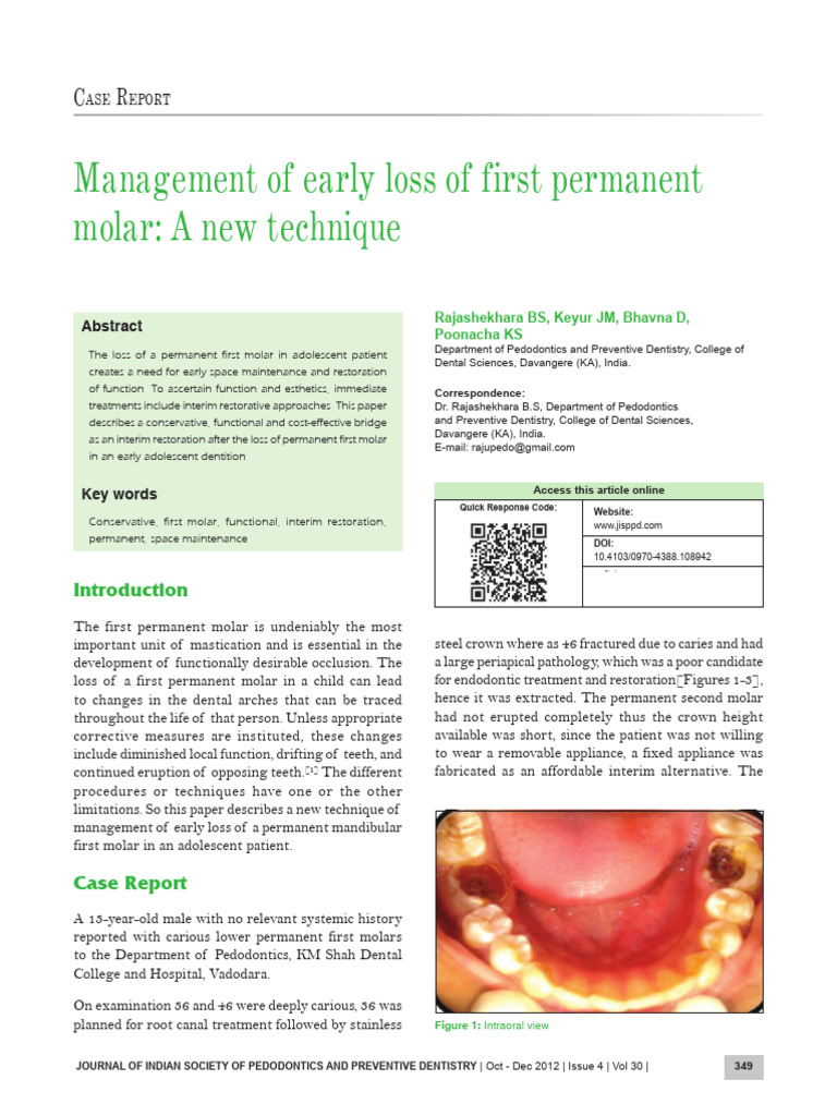 Management of Early Loss of First Permanent Molar .15 | PDF | Dentistry ...