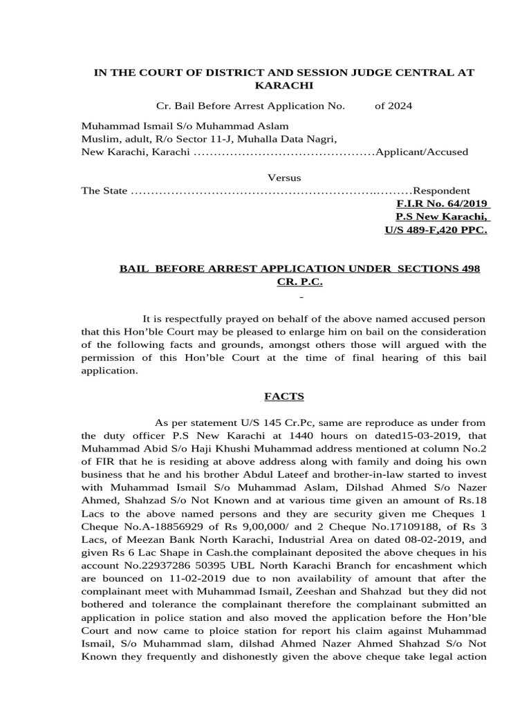 Ismail Bail Before Application | PDF | Bail | Justice