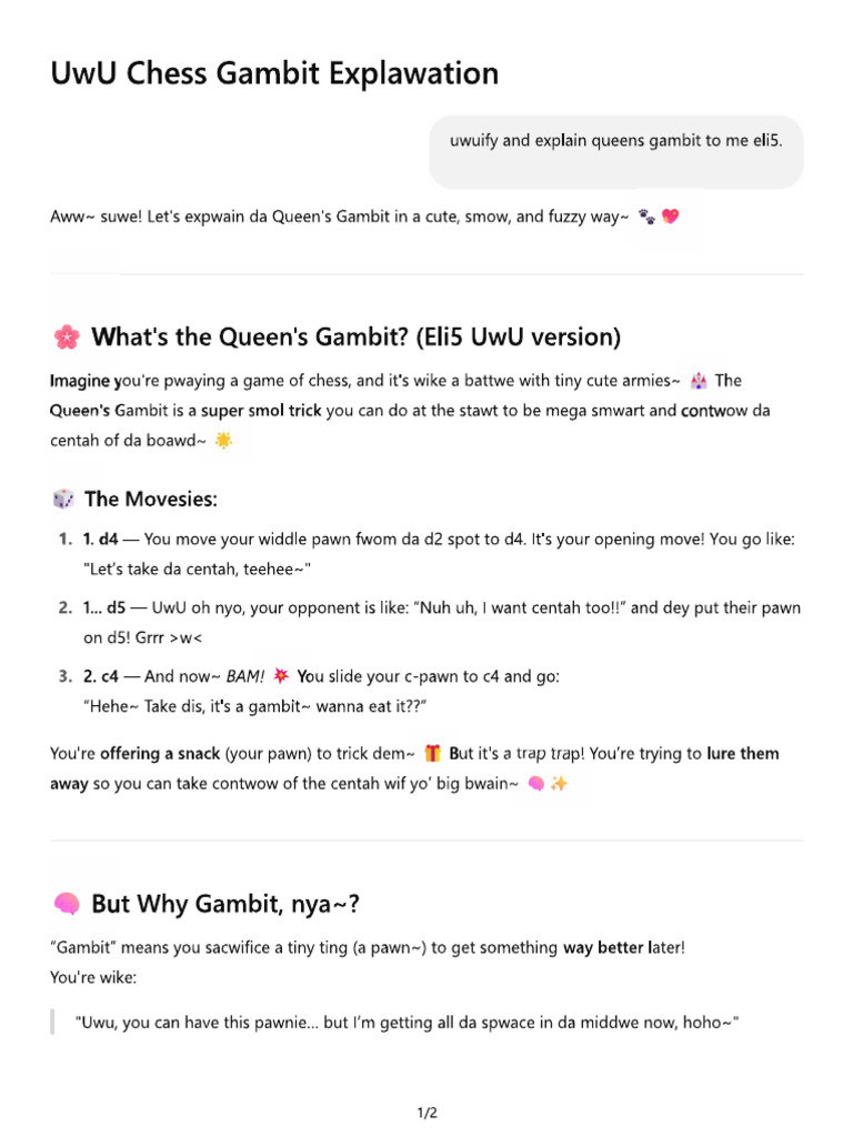 UwU Queens Gambit | PDF