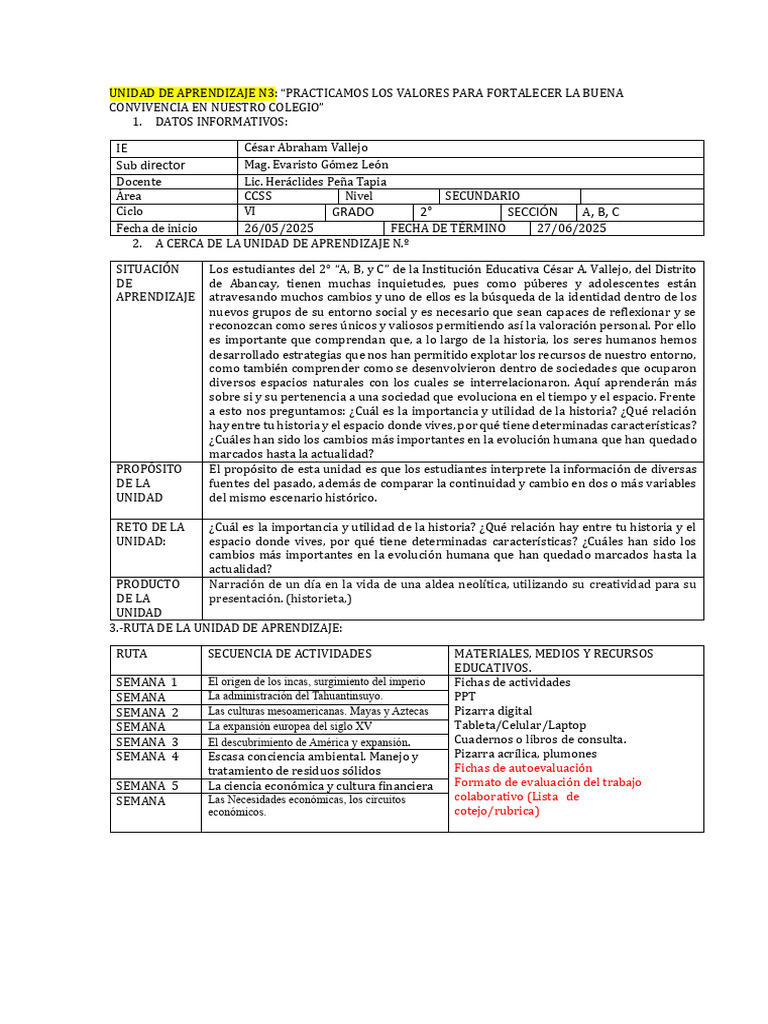 Unidad de Aprendizaje N3 Segundo Grado 2025 | PDF | Aprendizaje | Multimedia
