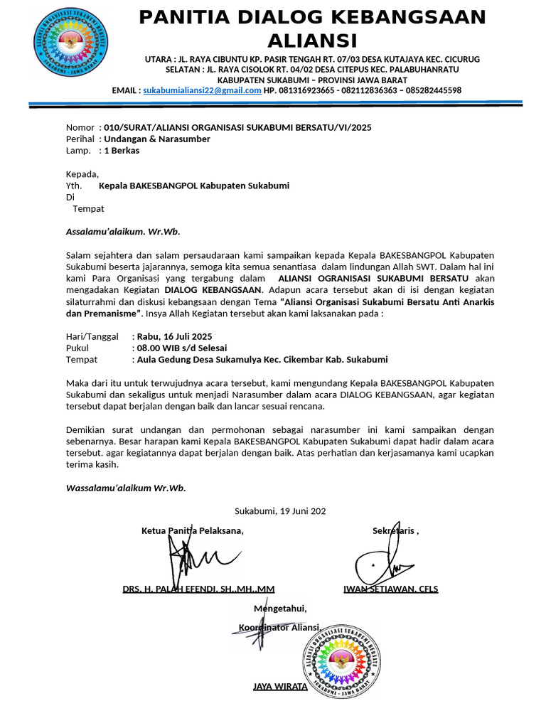 Undangan Dialog Kebangsaan Sukabumi | PDF