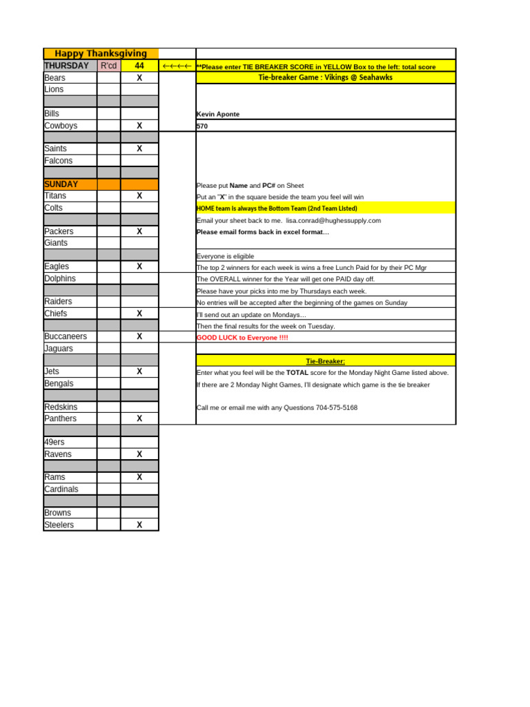 Kevin Week 13 Picks - 2019 2 | PDF
