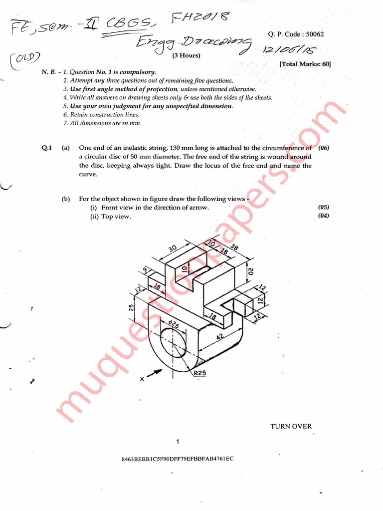 Engineering Drawing Exam Questions | PDF