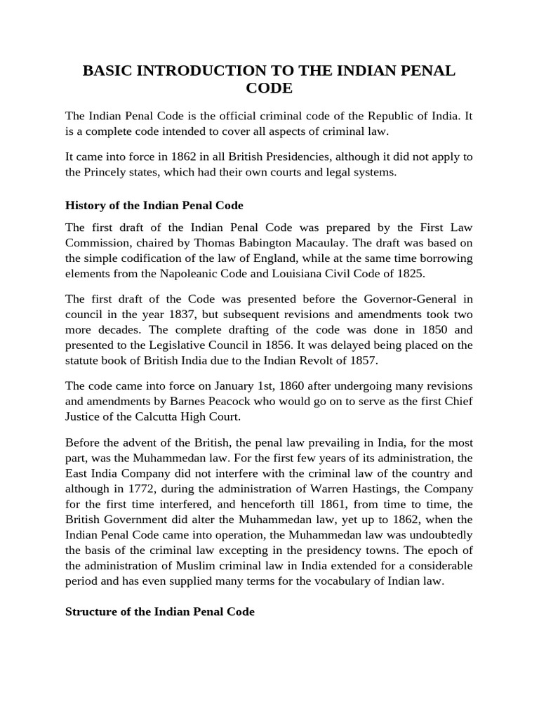 Overview of the Indian Penal Code | PDF | Crimes | Crime & Violence