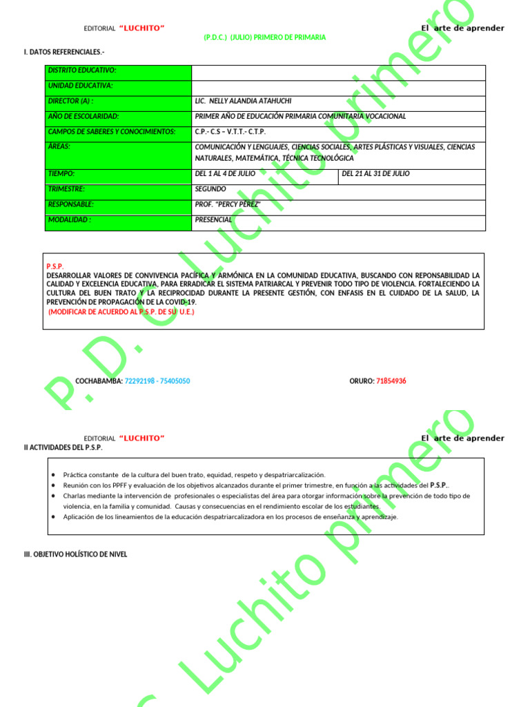 P.D.C. Julio 1ro Luchito | PDF | Aprendizaje | Comunicación