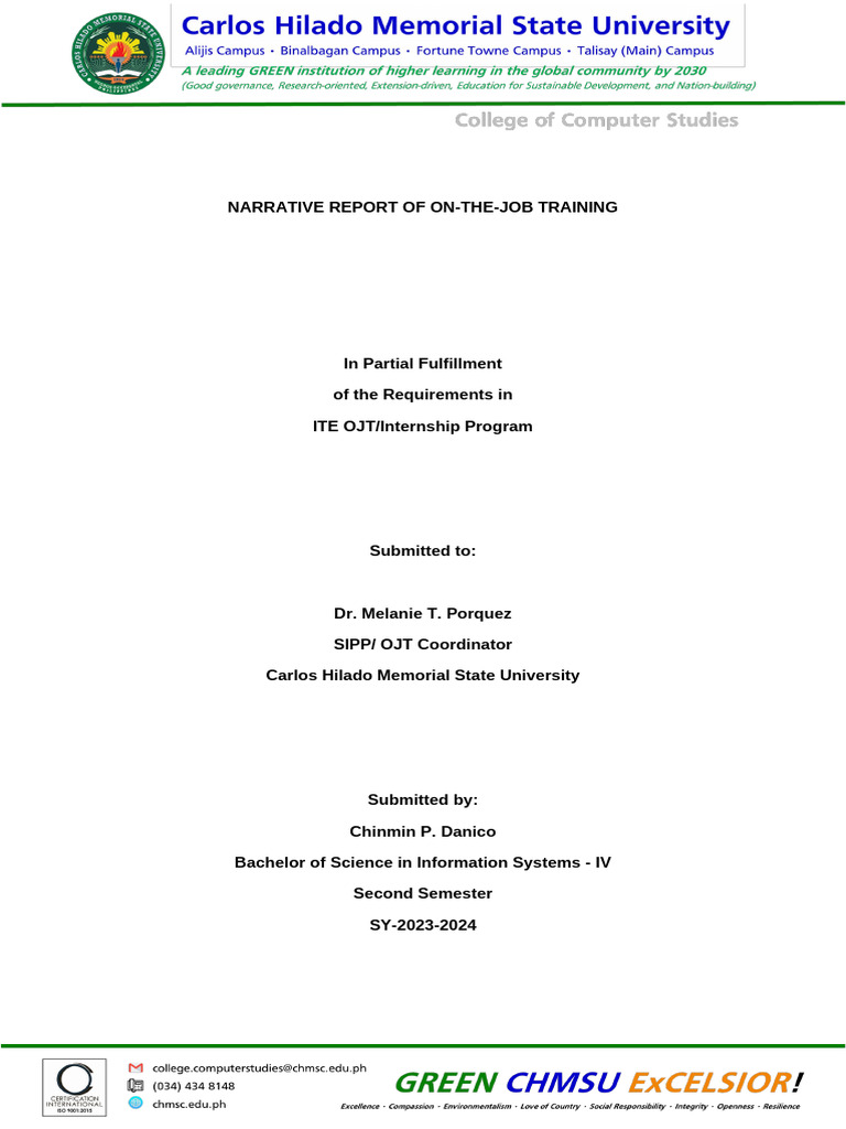 DANICO OJT Narrative Report Template 2024 | PDF | Computer Network | Computing