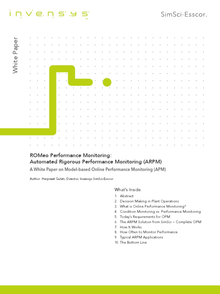 WhitePaper SimSci ROMeoAutomatedRigorousPerformanceMonitoringARPM 07-10 ...
