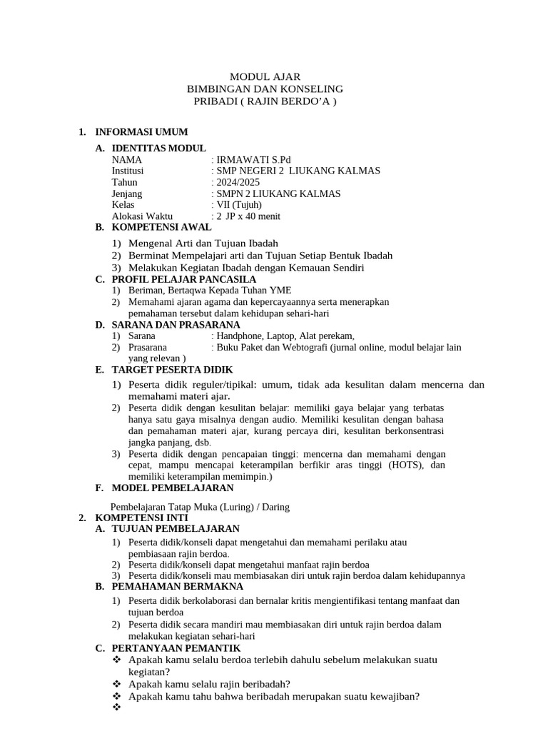 MODUL AJAR Irmawati Edit | PDF