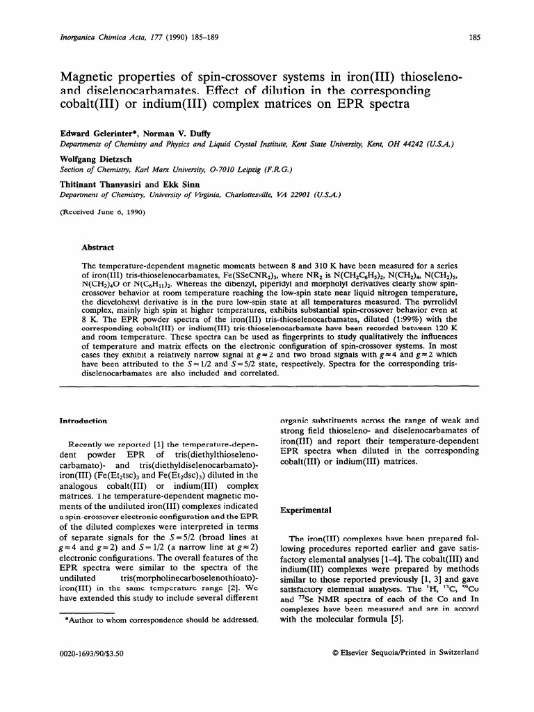 Magnetic Properties of Spin Crossover Sy | PDF | Electron Paramagnetic Resonance | Absorption ...