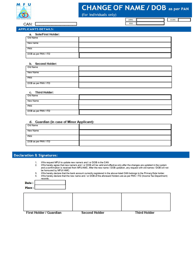 MFU Name Change Request Form | PDF