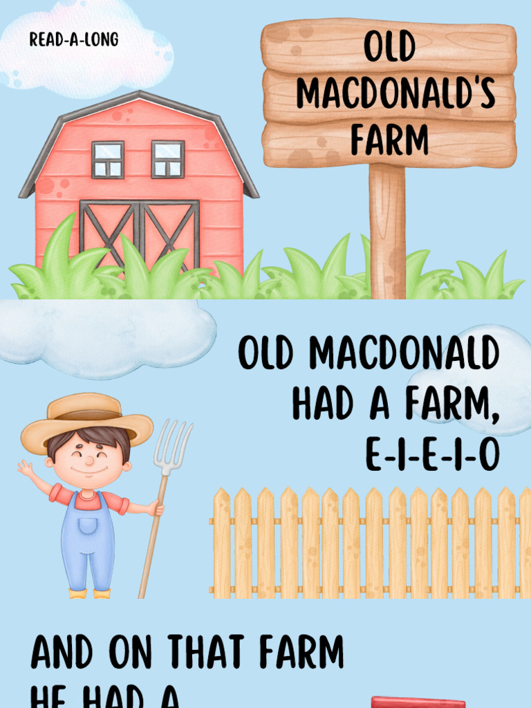 Old MacDonald's Farm Nursery Rhyme Presentation in Colorful Watercolor ...