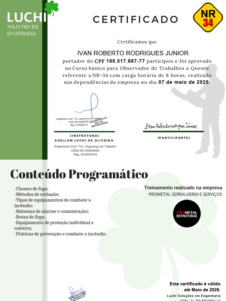 NR 34 - Observador - Ivan Roberto Rodrigues Junior | PDF