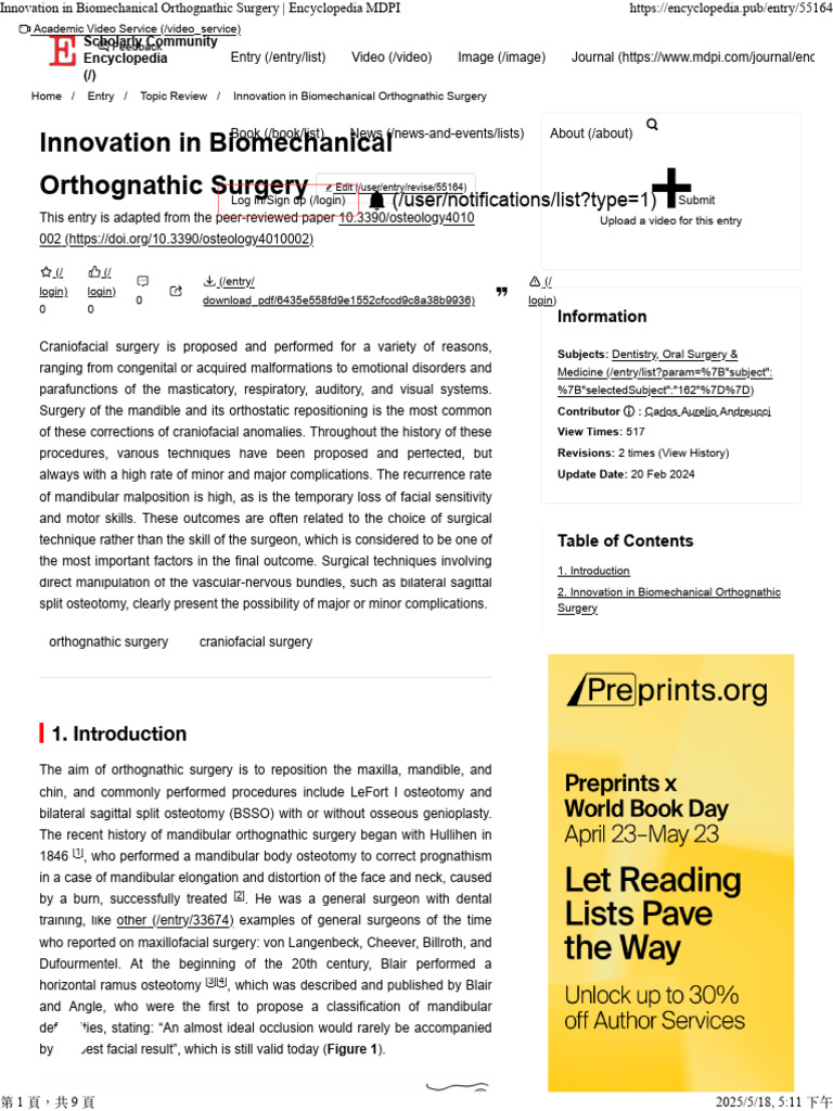 Innovation in Biomechanical Orthognathic Surgery - Encyclopedia MDPI | PDF | Surgery | Surgical ...