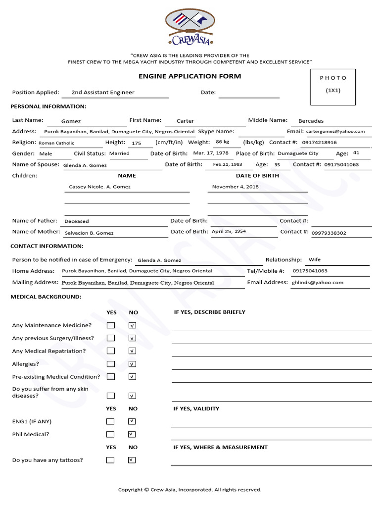 CrewAsia Apllication 2019 | PDF