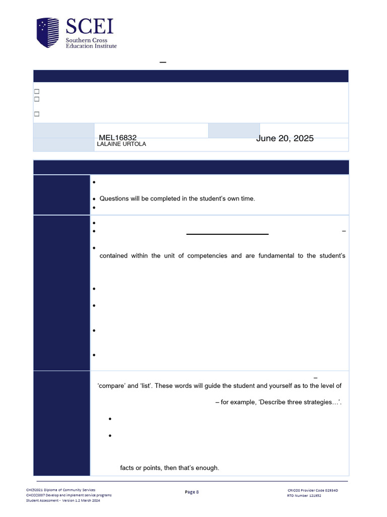 CHCCCS007 Student Assessment Task 1 Questioning 2 2 | PDF | Governance | Homelessness