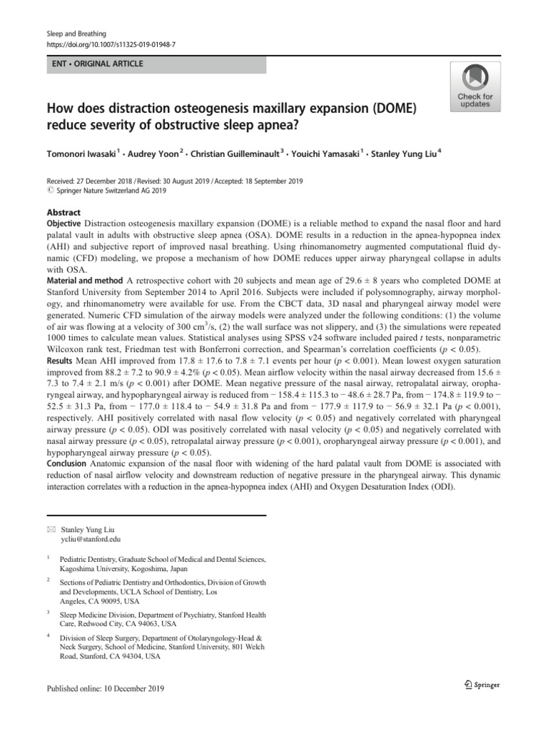How Does Distraction Osteogenesis Maxillary Expansion (DOME) Reduce Severity of Obstructive ...