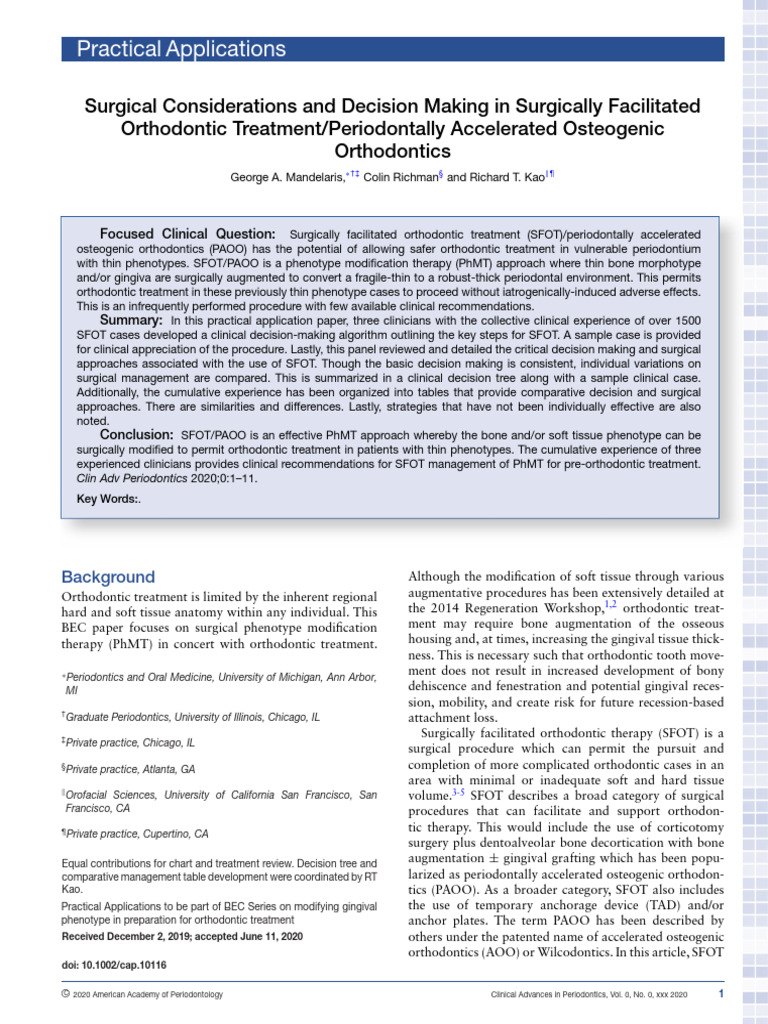 Surgical Considerations and Decision Making in Surgically Facilitated ...