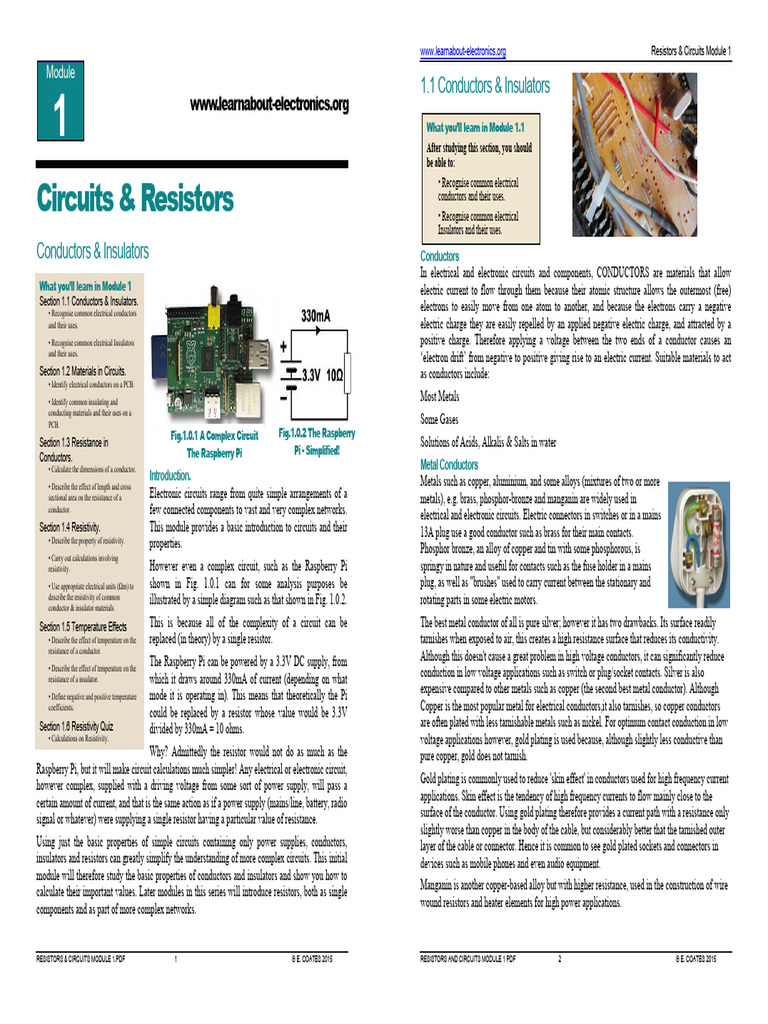 Resistors Module 01 | PDF | Electrical Conductor | Electrical Resistivity And Conductivity