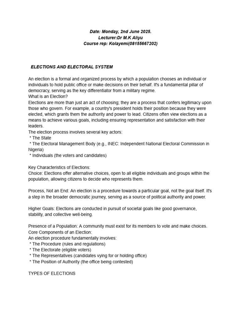 Understanding Elections and Electoral Systems | PDF | Elections | Voting
