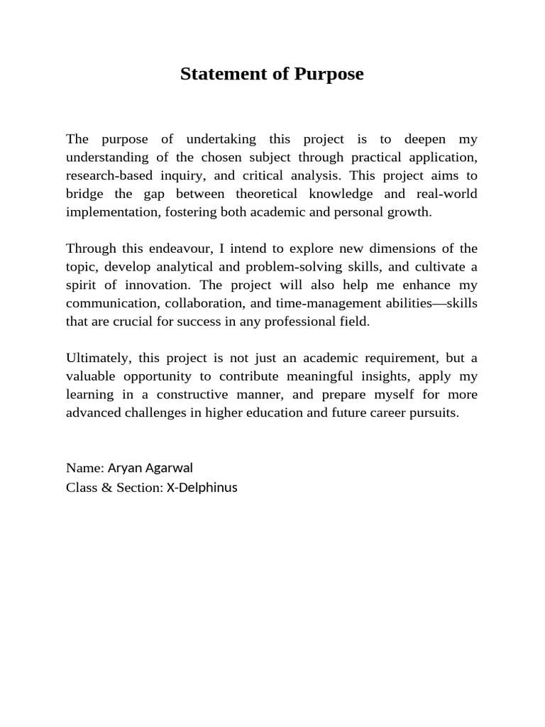Statement of Purpose | PDF