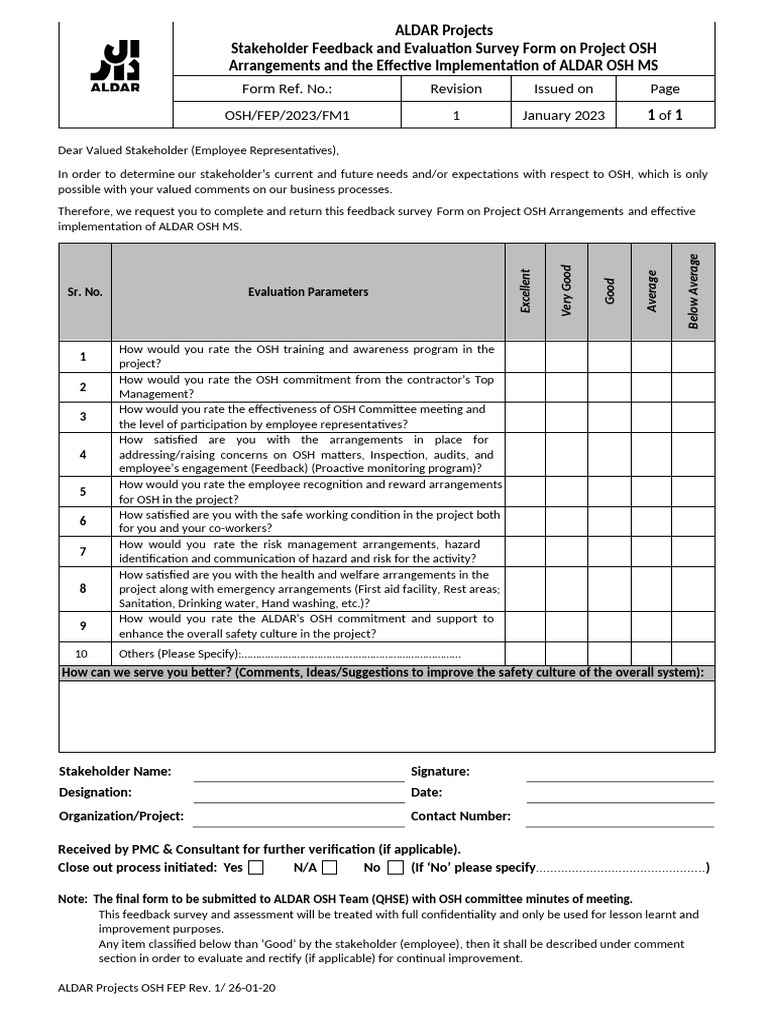 Stakeholder - Feedback Form 1 Form 5 Form1 Asuman (1) (Page 1 | PDF ...