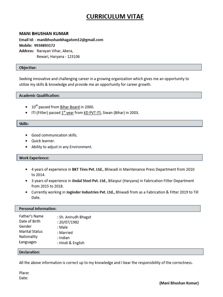 Mani Bhushan Kumar Resume | PDF