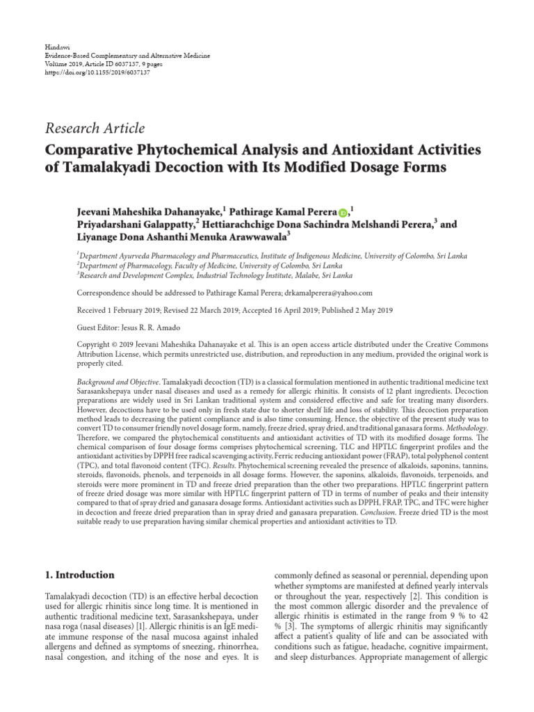 Comparative Phytochemical Analysis and Antioxidant | PDF | Polyphenol