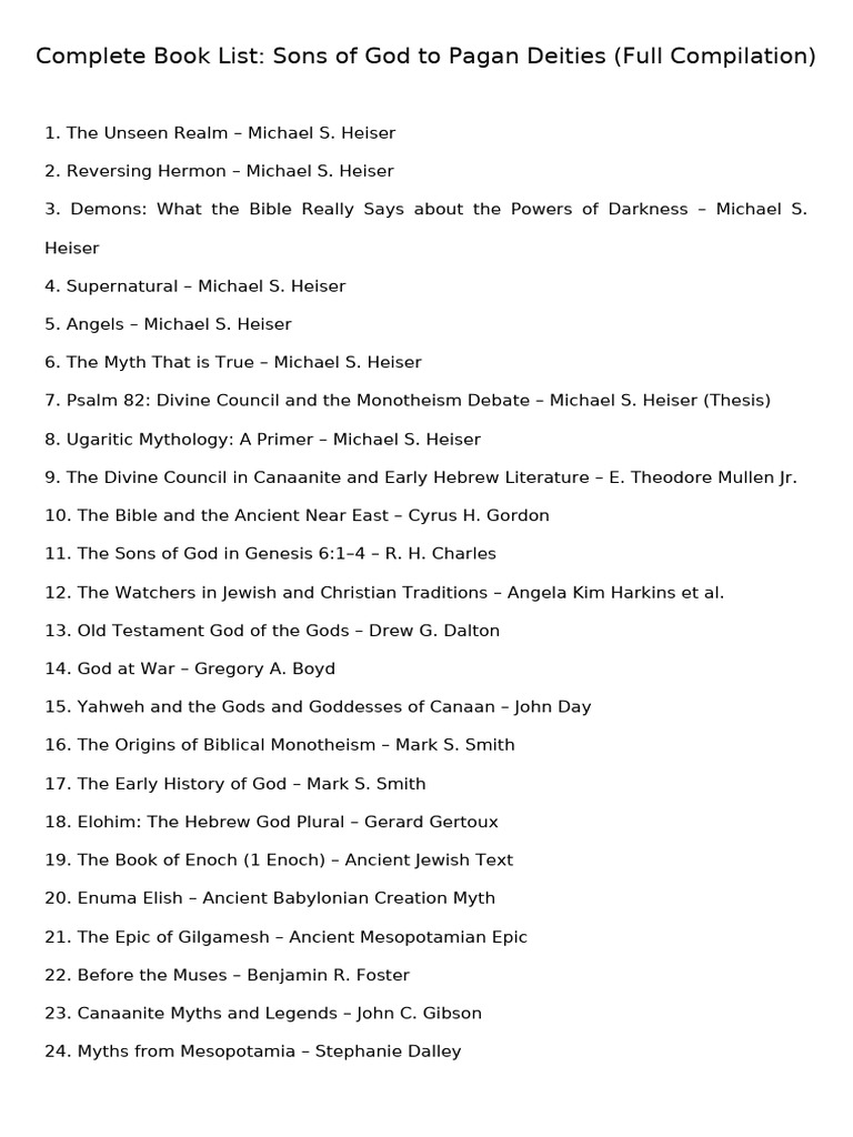 Sons of God Full Book List UTF8 | PDF | Deities | Religious Belief And Doctrine