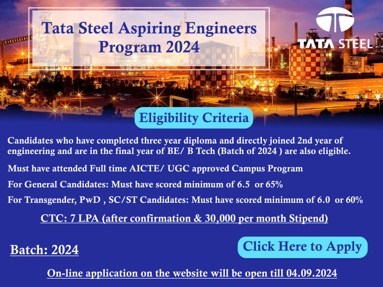 Tata Steel Aspiring Engineers Program 2024 21082024 | PDF