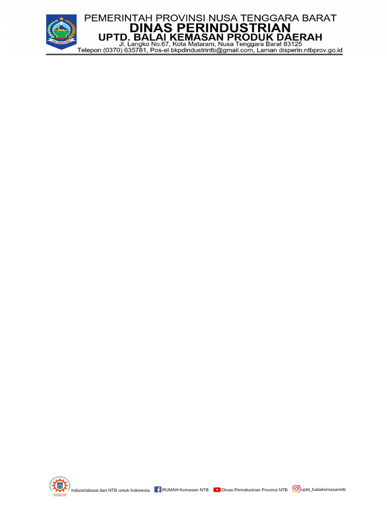 Kop UPTD Balai Kemasan Dinas Perindustrian 2024 PRD | PDF