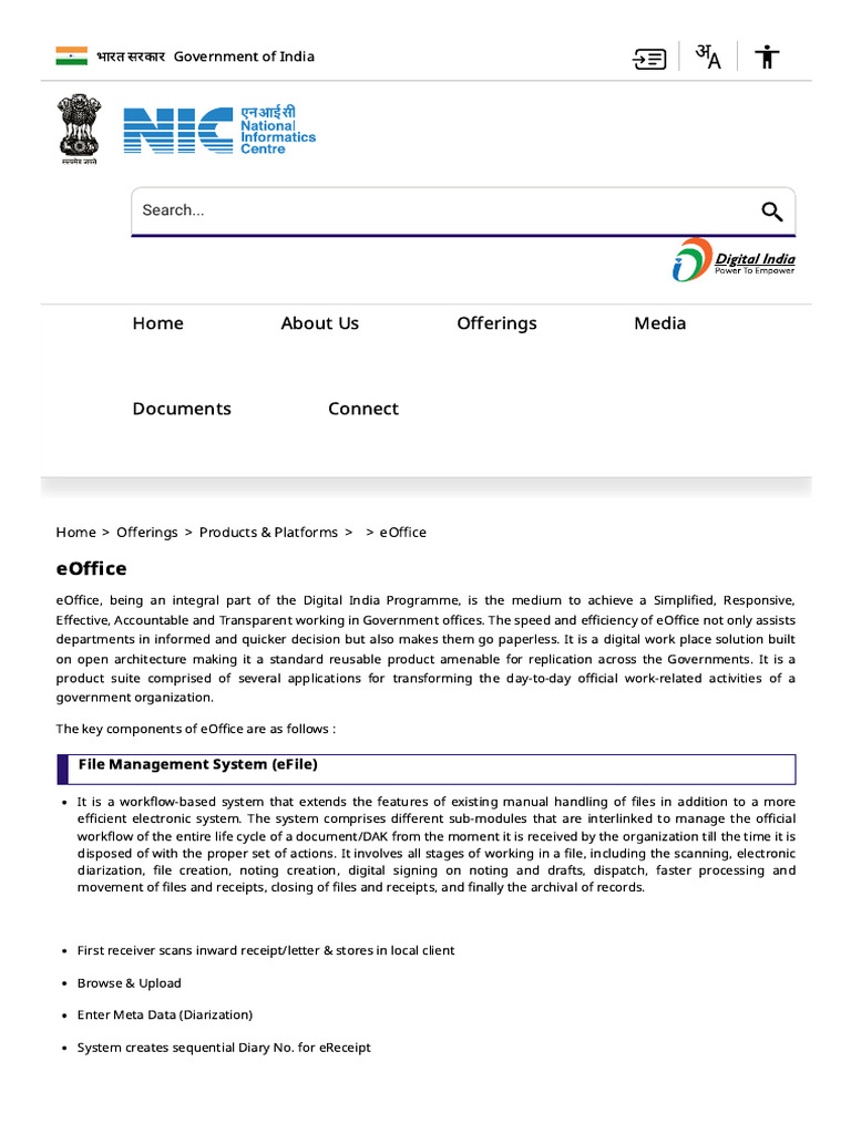 Eoffice - National Informatics Centre - India | PDF | Metadata | Computing