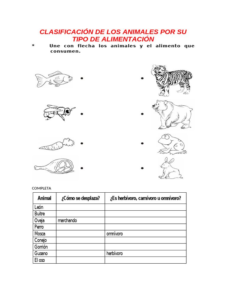 Clasificación de Animales por Alimentación | PDF | Zoología | Biología