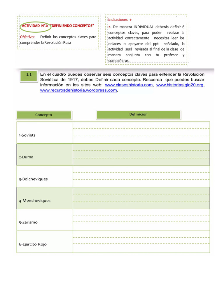 Actividades Rev Rusa | PDF