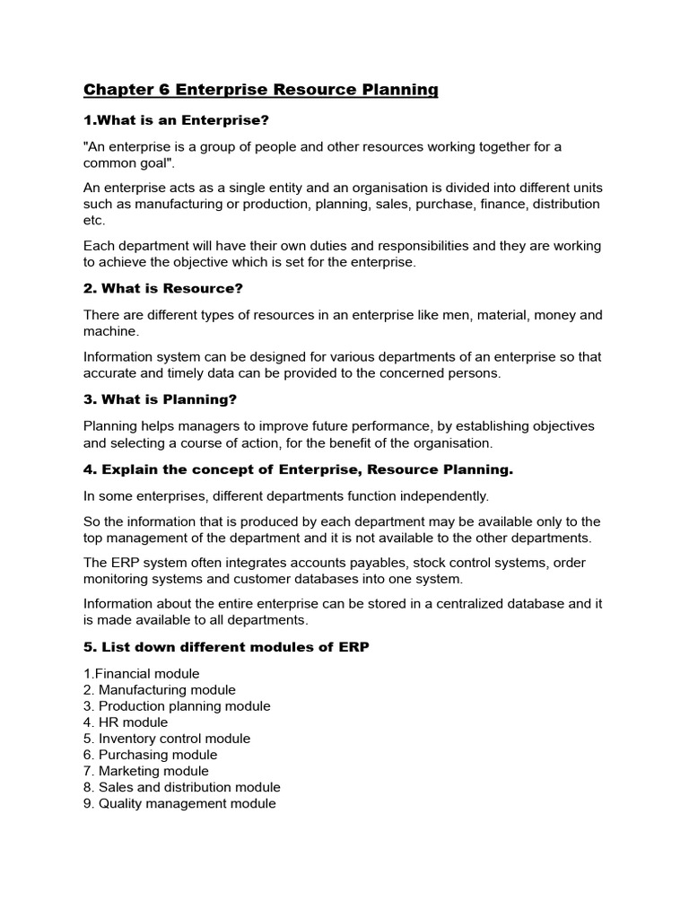 Chapter 6 Enterprise Resource Planning | PDF | Enterprise Resource Planning | Product Lifecycle
