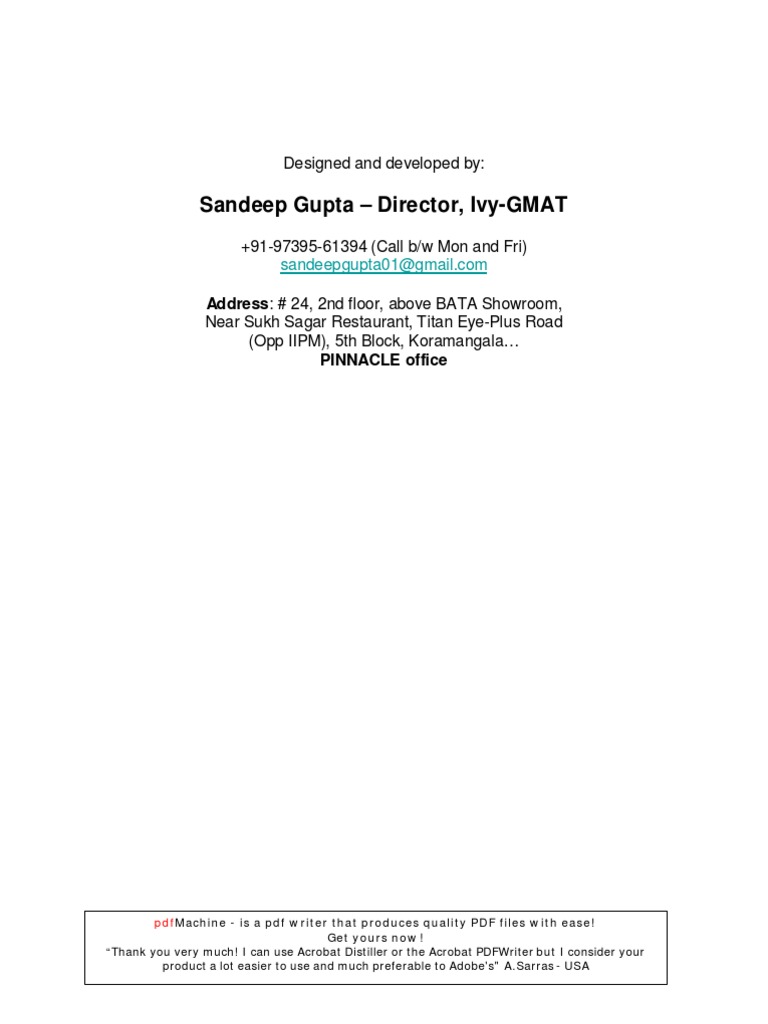 Gmat Quant Concepts Pdf Percentage Graduate Management Admission Test