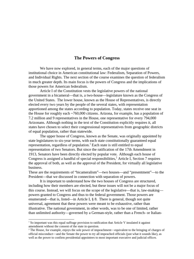 Understanding Congressional Powers | PDF | Necessary And Proper Clause ...