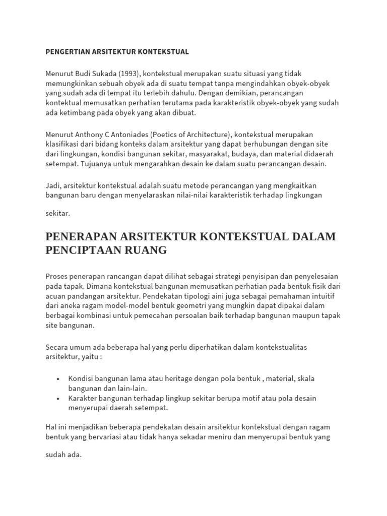 Pengertian Arsitektur Kontekstual | PDF