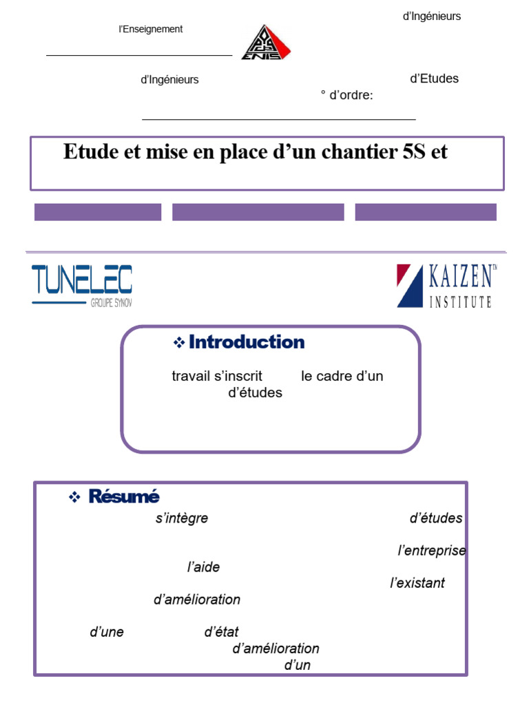 Mise en place d'un chantier 5S à TUNELEC | PDF