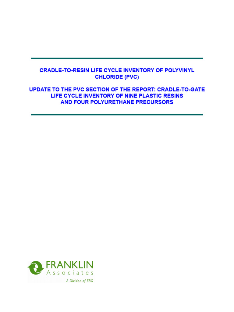 Cradle To Resin Life Cycle Inventory of Polyvinyl Chloride PVC Resin ...
