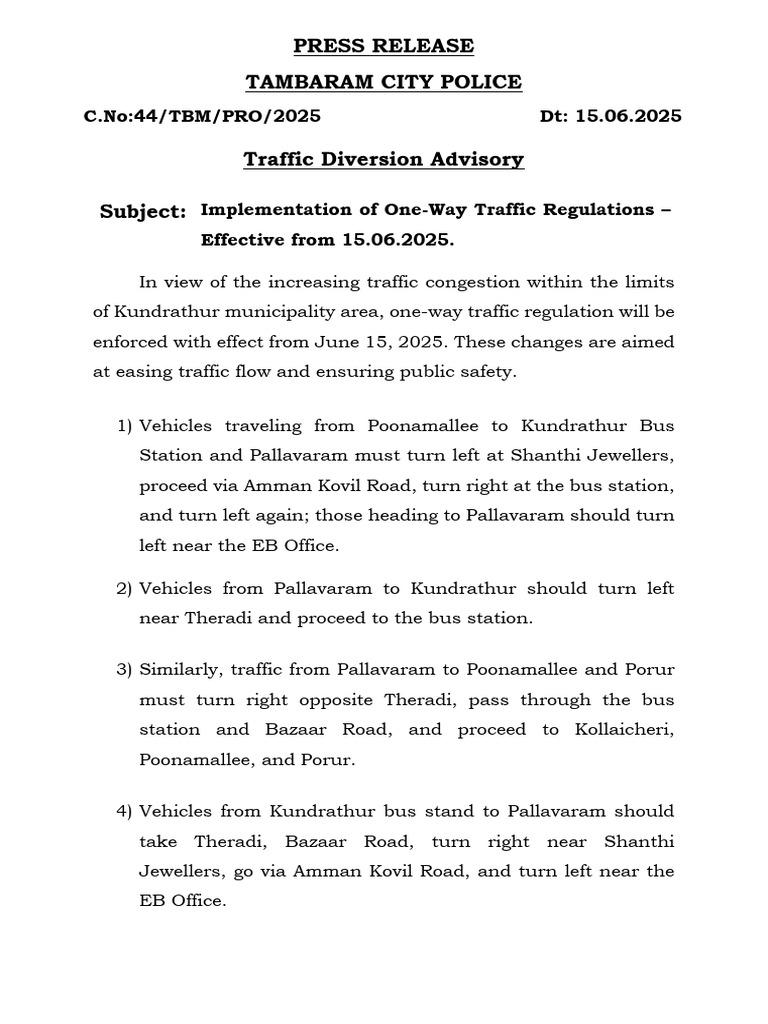 Traffic Regulation - Press Note | PDF