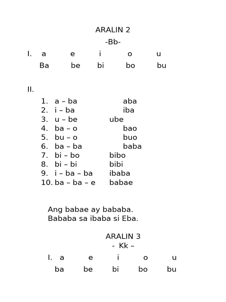 Unang Hakbang Sa Pagbasa | PDF