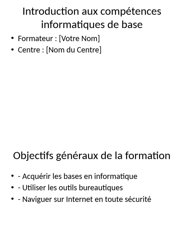 Cours Informatique Base Complet | PDF | Informatique | Environnement de ...