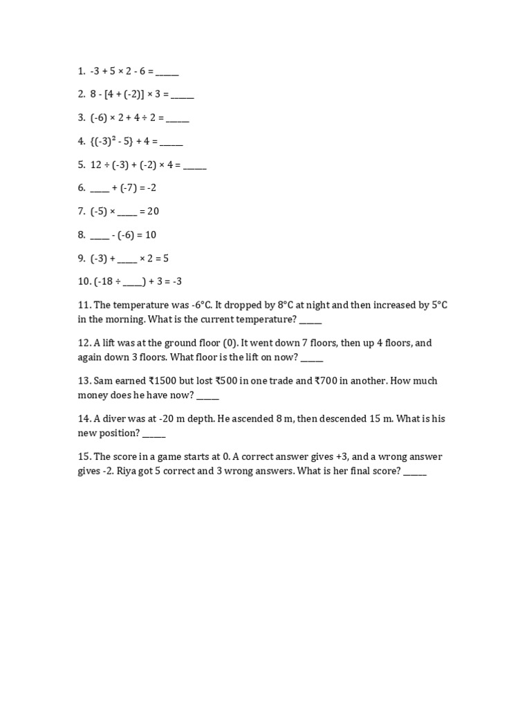 Grade6 Algebra Mixed Operations | PDF