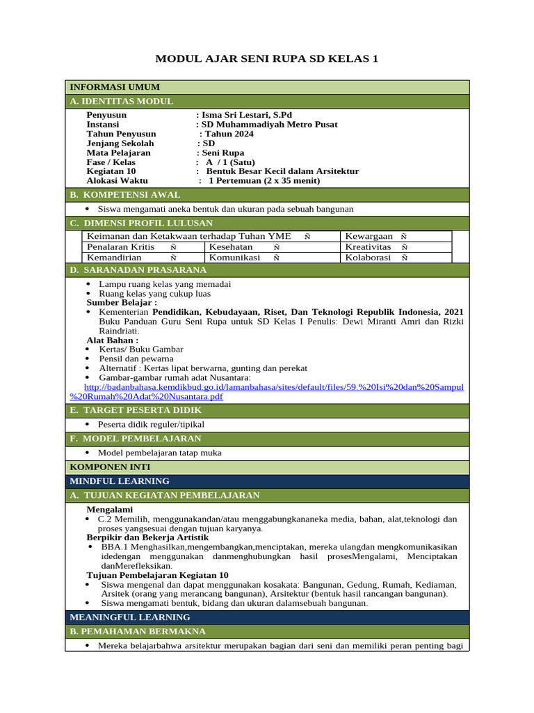 SENI RUPA K1 Keg 10 | PDF