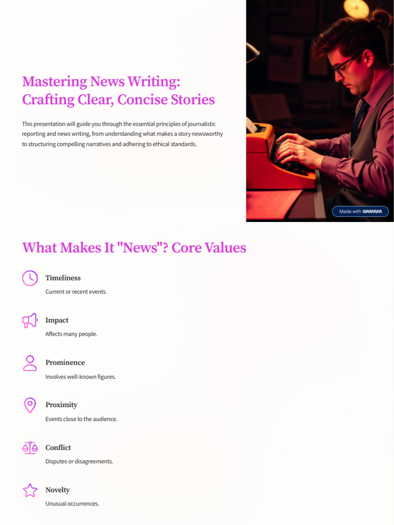 Mastering News Writing Crafting Clear Concise Stories | PDF | News ...