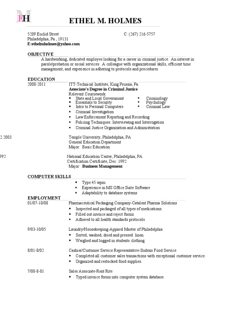 Criminal Justice Career Objective | PDF