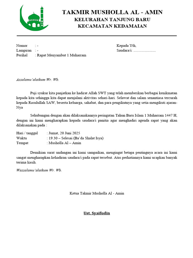 Undangan Rapat Musola-1 | PDF