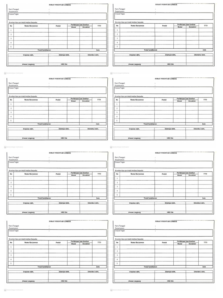 Form Lembur | PDF