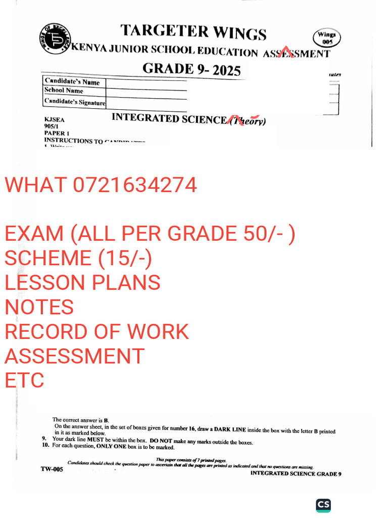 Tws 005 Grade 9 Int-Science0123456 - Sign | PDF