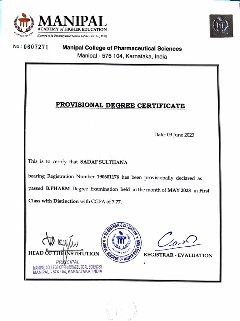Provisional Degree | PDF